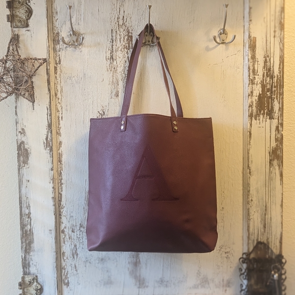 thirty-one | Bags | All Around Town Tote Burgundy Maroon Faux Leather ...